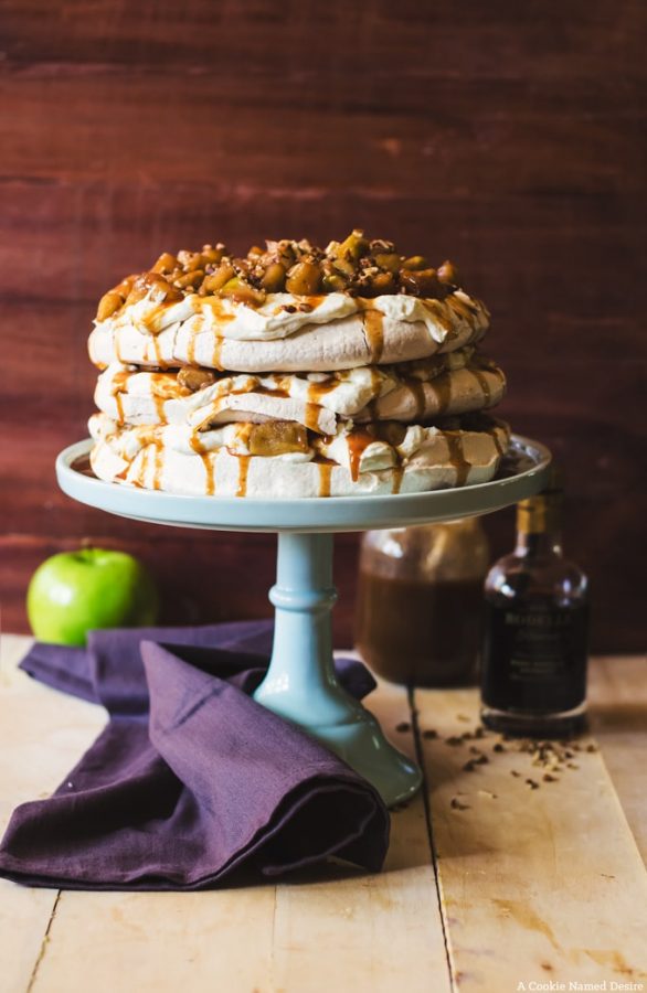 Salted Caramel Apple Pie Pavlova - A Cookie Named Desire