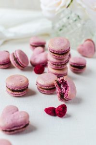 Raspberry Macarons with Chocolate Ganache - A Cookie Named Desire